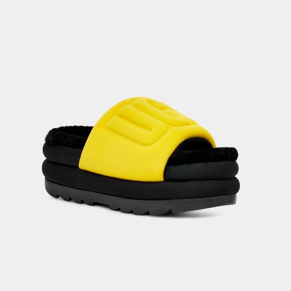 UGG | Shoes | Ugg Maxi Graphic Slide Platform Sandals Yellow Black ...